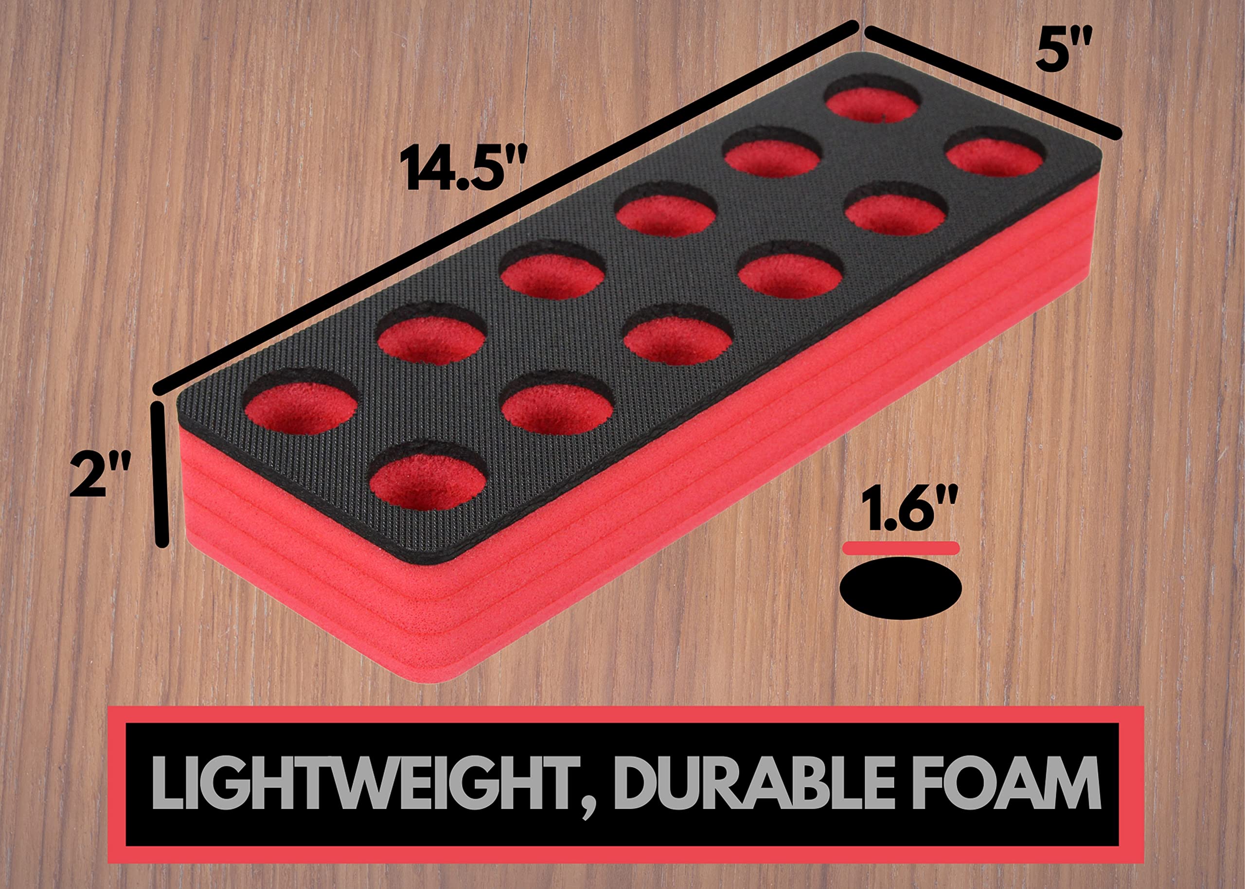 Polar Whale 2 Shot Glass Holders Organizer Modern Tray for Home Kitchen Bar or Club Party Durable Red and Black Durable Foam Serving Rack 14.5 Inches Wide Each Holds 12 Shots