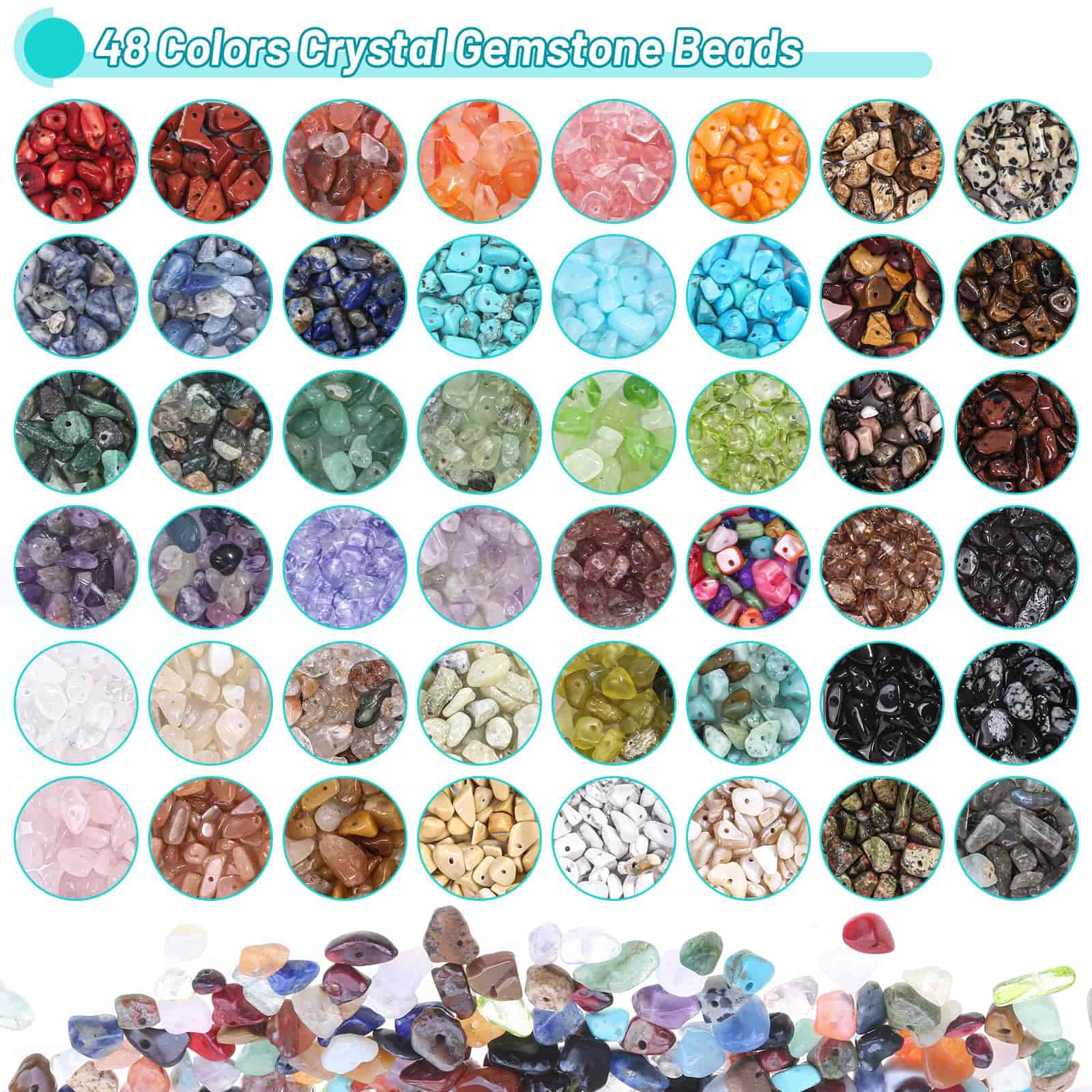 PAXCOO 1046Pcs Crystal Chip Beads and Jewelry Making Gemstones Kit for Jewelry Earring Necklace and Bracelets Making Supplies