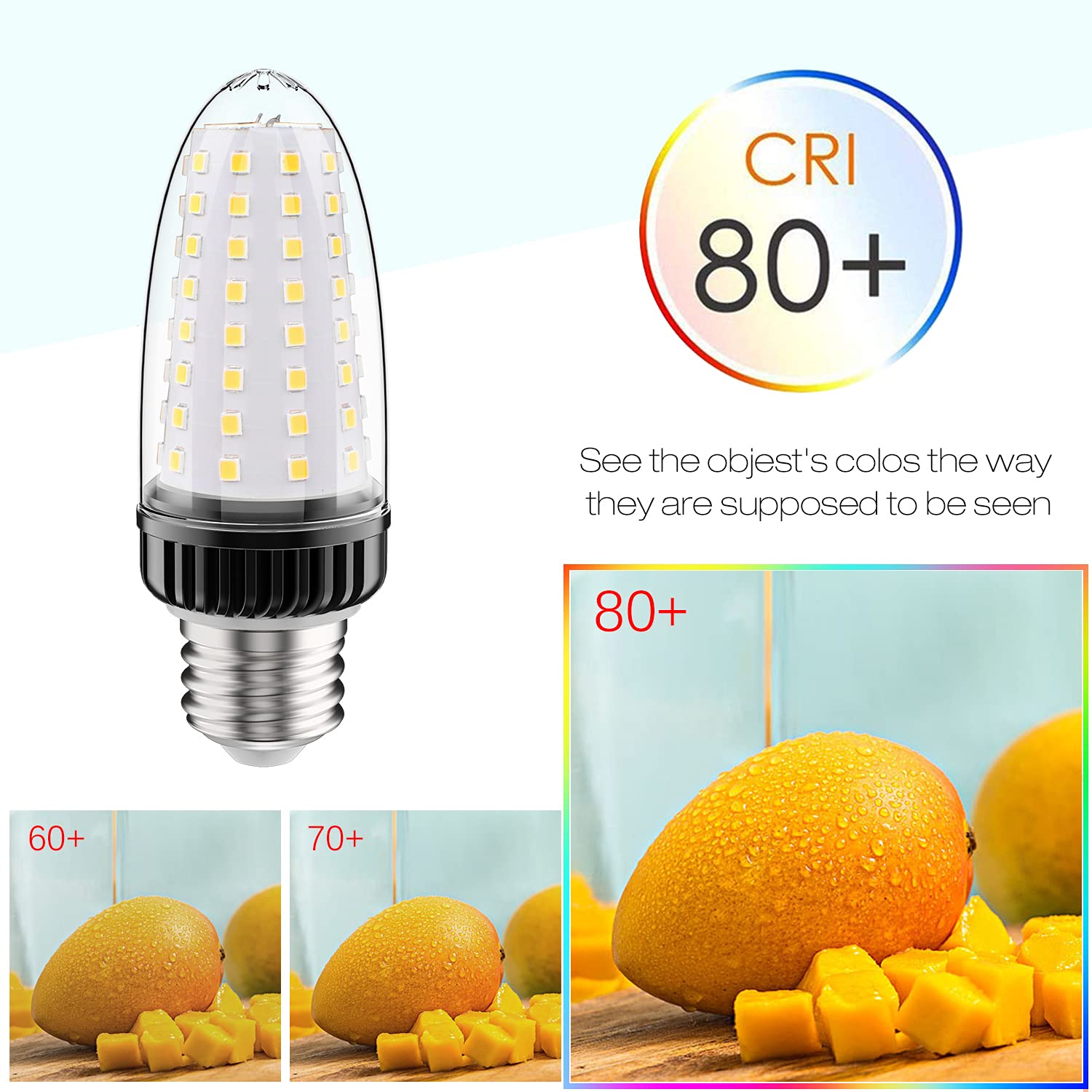 tebio LED E26 Candle Bulb 20W Middle Edison Screw Corn Bulb, 6000K Daylight White, 150W Incandescent Equivalent, Non-dimmable Candelabra Light Bulb, 4-Pack