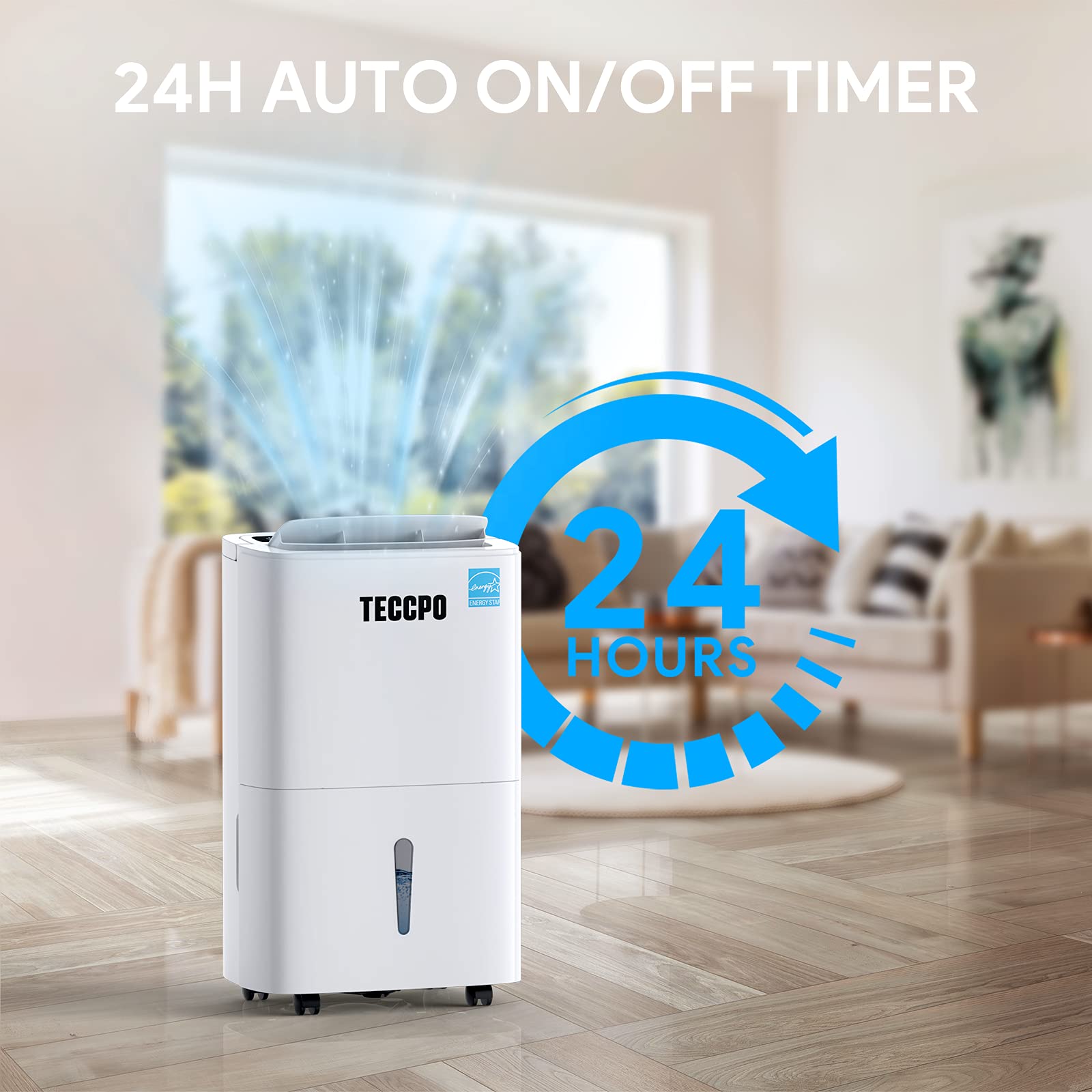 TECCPO 4500 Sq.Ft Dehumidifier, 50 Pint Dehumidifier for Home and Basements, Intelligent Humidity Control, Continuous Draining
