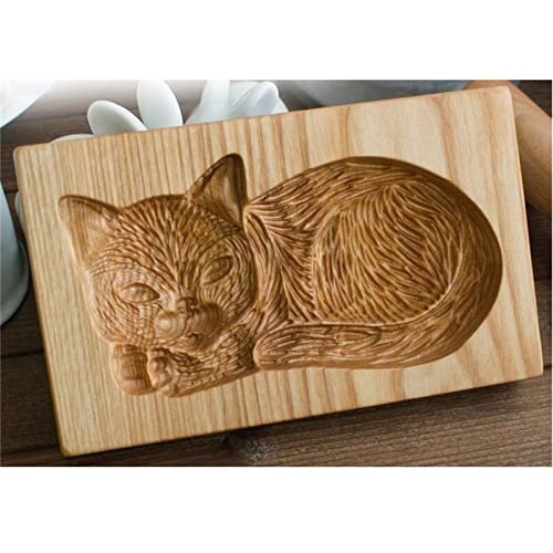 Wooden Cookie Molds, Engraved Embossing Cookie Cutter with Christmas Tree Deer Pinecones Pattern for Baking Embossed Cookies for Kids and Adults to Make Cookie Dough