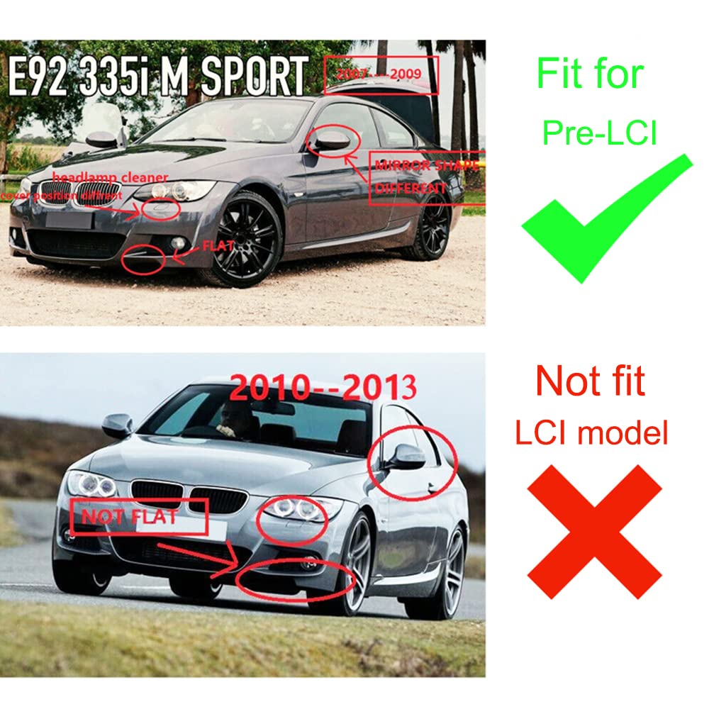 MIC Front Bumper Lip Splitter Protector Cover Compatible with E92/E93 Pre-LCI 2006-2010 M Sport,ABS Plastic (Carbon Fiber Style)