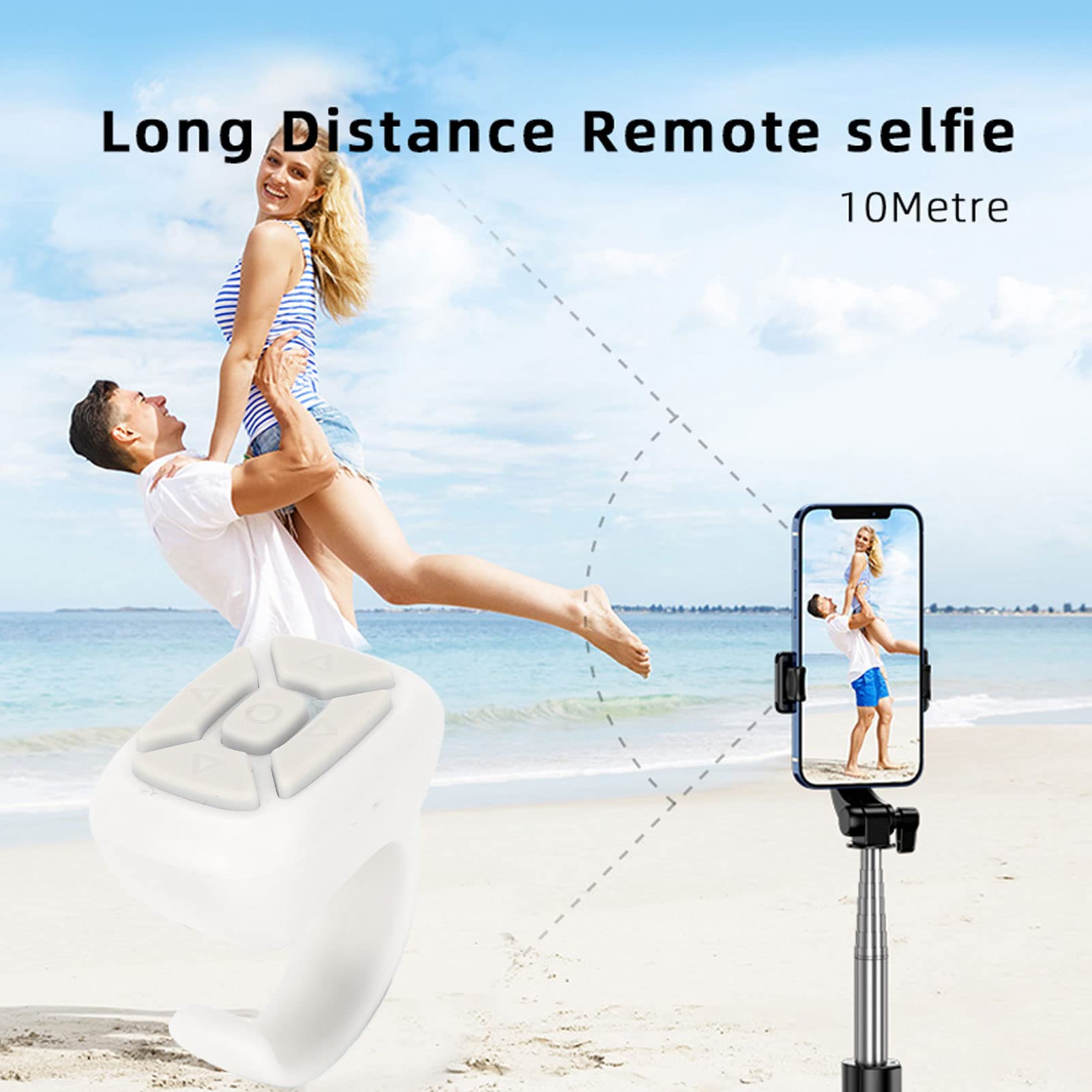 Phone Remote Control Shutter, Sensitive Multifunctional Smart Phone Remote Control Page Turner for Reading Novels (White)