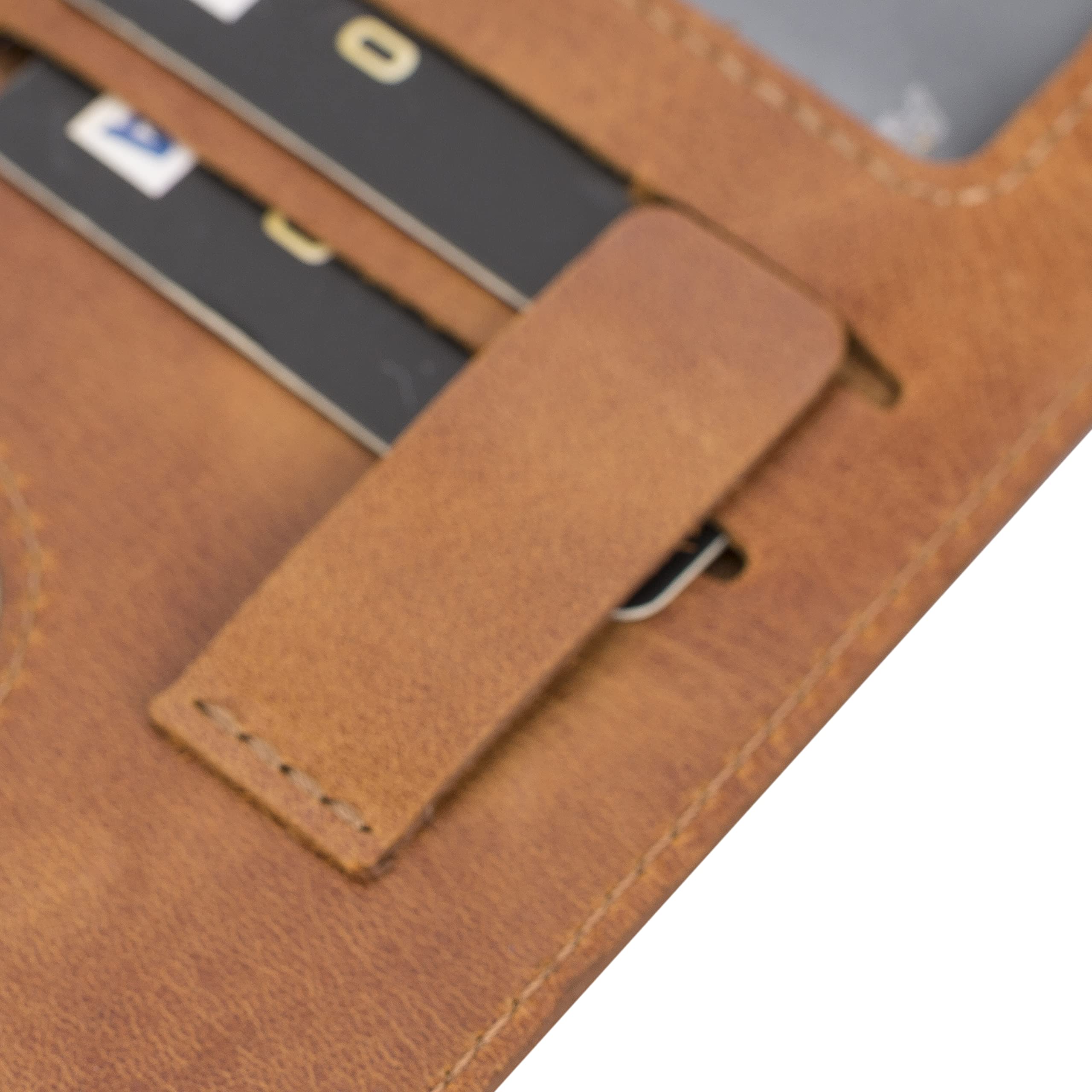 Venito Fermo Leather Wallet Case Compatible with iPhone 14 Plus Crossbody Case - Extra Secure with RFID Blocking (Antique Brown)