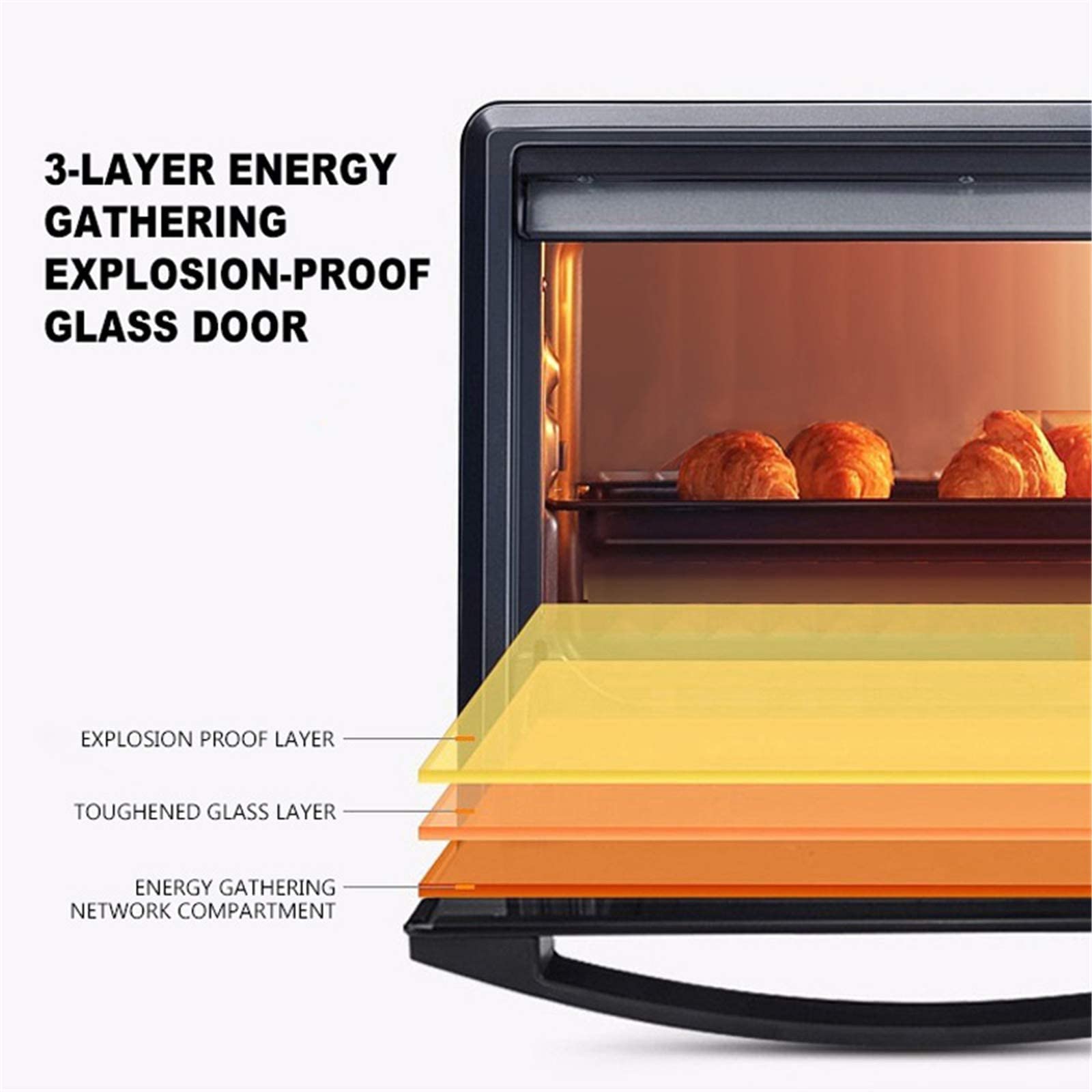 Microwave Oven in Silver Tact Built in Electric Single Oven Stainless Steel Premium Convection Halogen Oven Cooker Ideal for Roasting,Baking