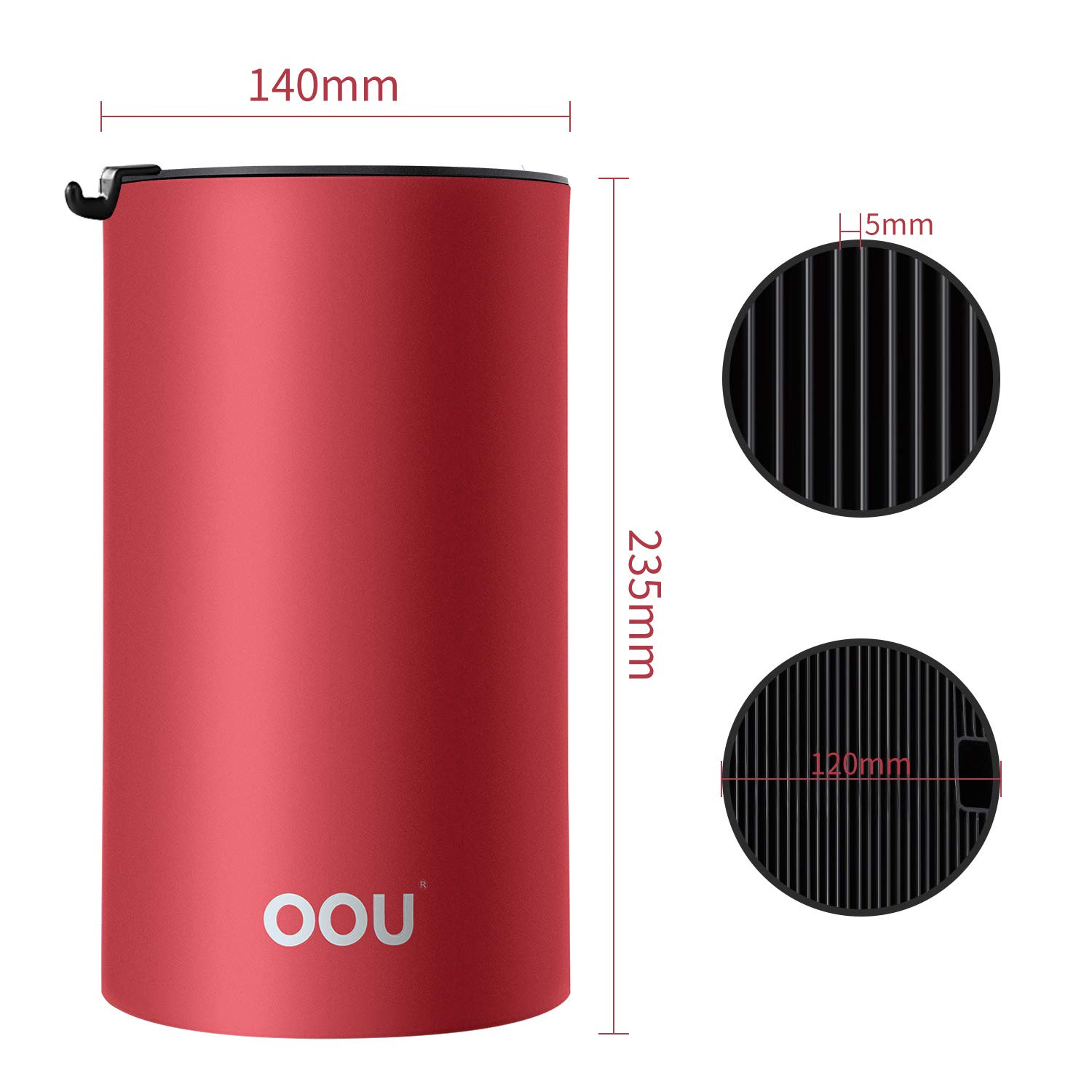 OOU Universal Knife Block Holder - Round Kitchen Knife Storage Unique Slot Design to Protect Blades, Space Saver Knife Organizer Detachable for Easy Cleaning, Red