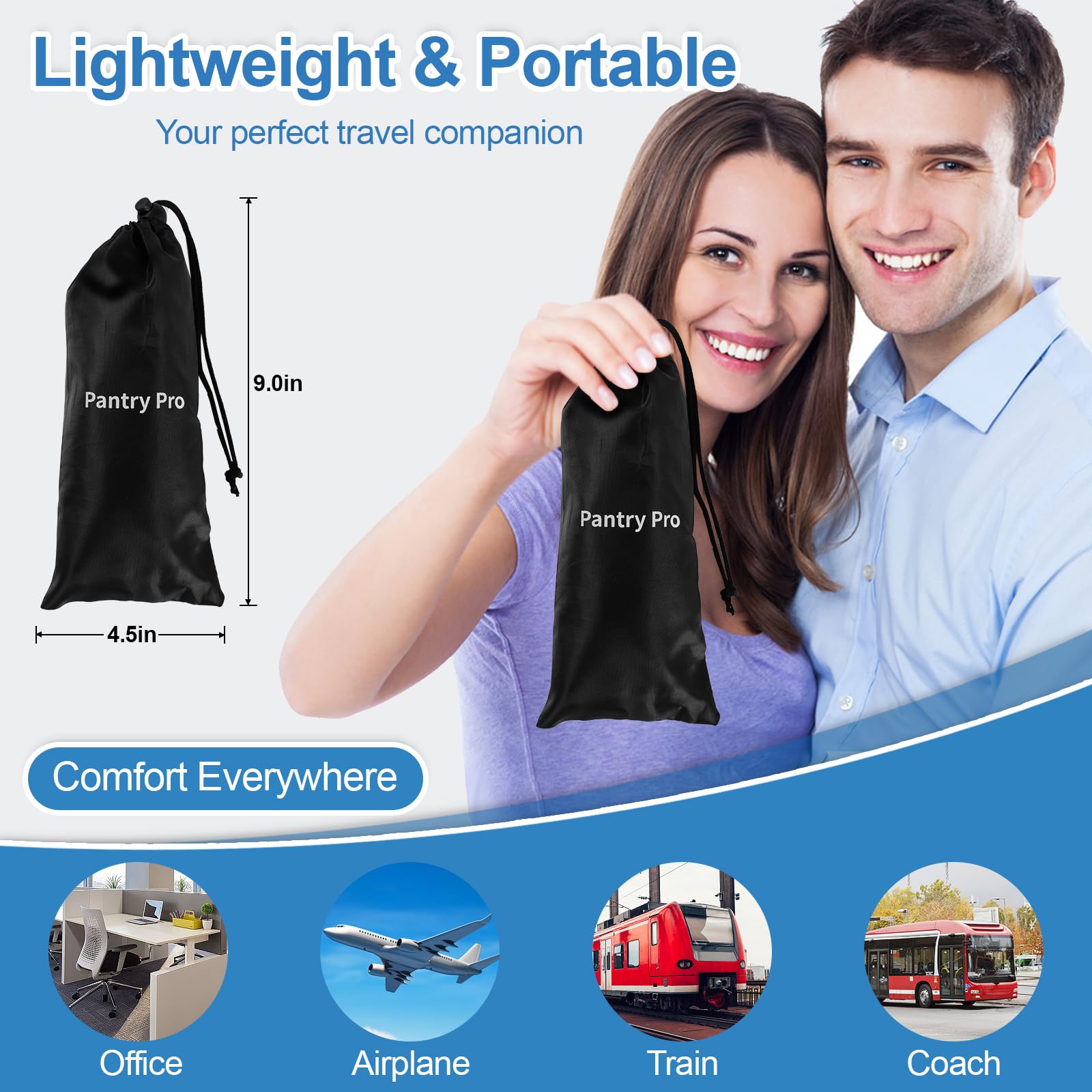 Pantry Pro Traveler's Bliss, Portable Adjustable Airplane Footstool with Hammock Design for Ultimate Comfort and Preventing Swelling and Soreness - Perfect for Home, Office, and Travel