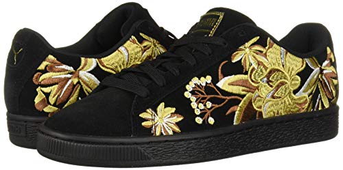 PUMA Women's Suede Classic Sneaker, Black Team Gold, 8.5 M US