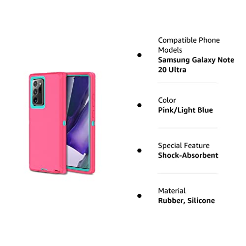 MXX Galaxy Note 20 Ultra Heavy Duty Case - 3 Layer Shockproof Protection (Pink/Light Blue)