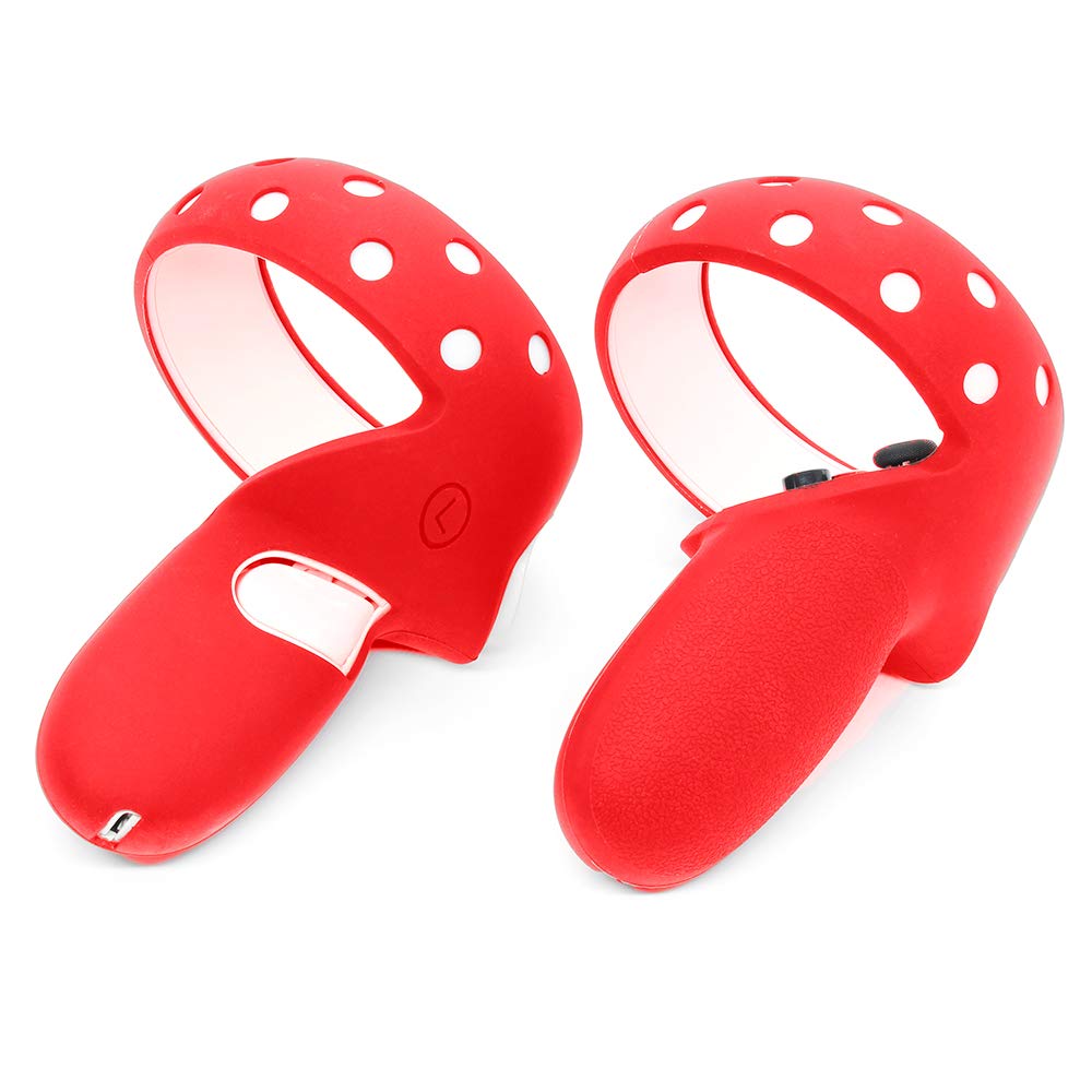 Professional Grip Cover for Oculus Quest 2 Touch Controller Grip Accessories, Anti-Collision Silicone Handle Protective Sleeve - 1 Pair (Red)