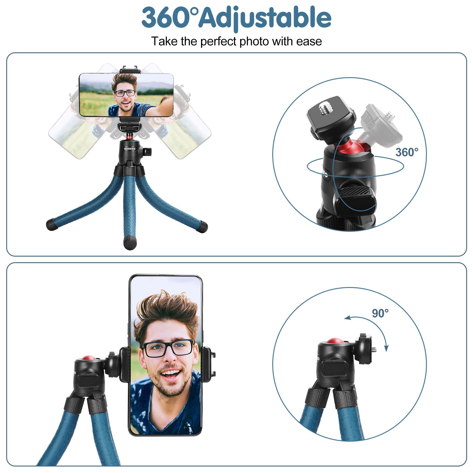 Phone Camera Mini Flexible Tripod Phone Holder, Cold Shoe Mount, Universal Compatible with iPhone 15/14/13/12 /12Pro 11 and Gopro Hero 12/11/10 Action Camera,Camera Light and so on