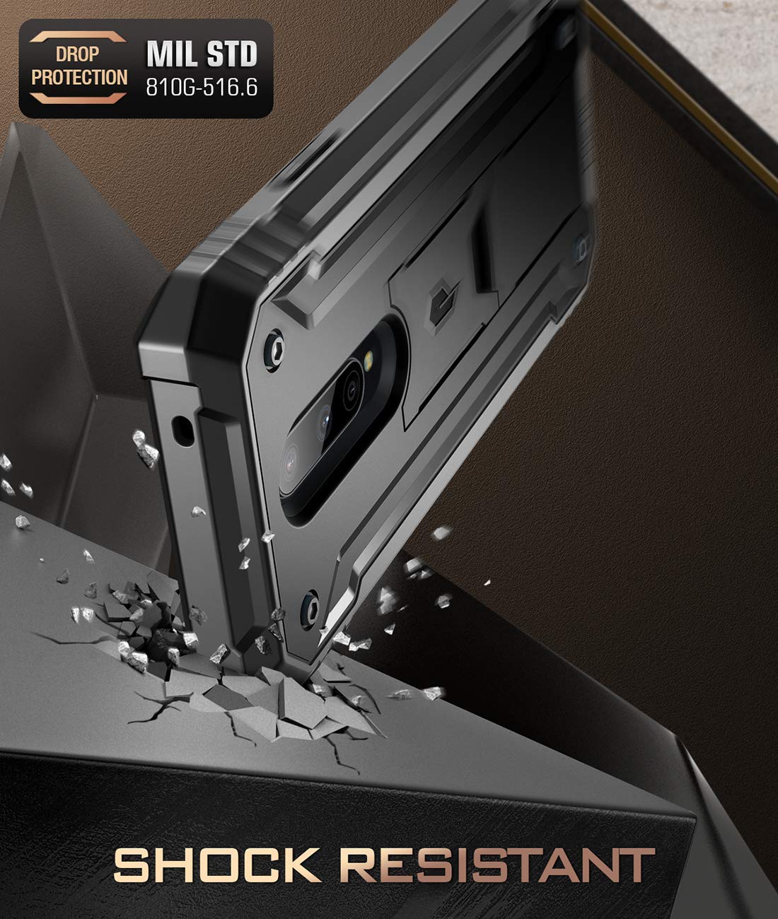 Poetic Revolution Series Designed Case for OnePlus 8 5G UW (Verizon Version), Full-Body Rugged Dual-Layer Shockproof Protective Cover with Kickstand and Built-in-Screen Protector, Black