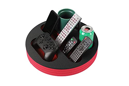 Polar Whale Couch Drink Holder Red and Black Refreshment Tray for Sofa Bed Floor Car RV Lounge TV Room Durable Foam 4 Compartments with Game Controller Slot 13.75 Inches Wide