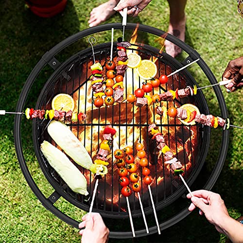 WASAKKY Fire Pits Wood Burning Grill - 30” Round Steel Deep Bowl Firepit - Backyard Cosmic,Stars and Moons Firepit 2-in-1 for Outside Patio Cooking Black