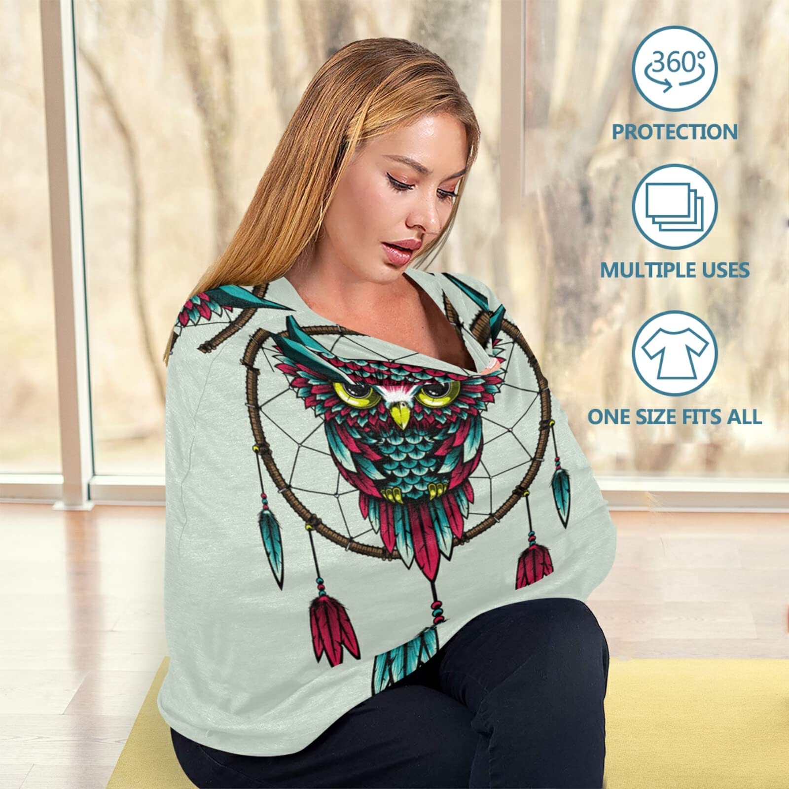 Nursing Cover Breastfeeding Scarf Dream Catchers Owl- Baby Car Seat Covers, Infant Stroller Cover, Carseat Canopy (w)