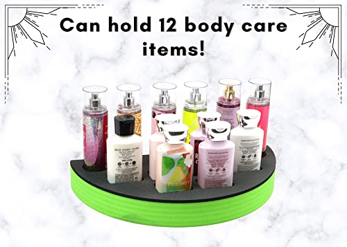 Polar Whale Lotion and Body Spray Stand Organizer Half Circle Large Tray Green Black Durable Foam Washable Waterproof Insert for Home Bathroom Bedroom Office 16.5 x 8.5 x 2 Inches 12 Slots