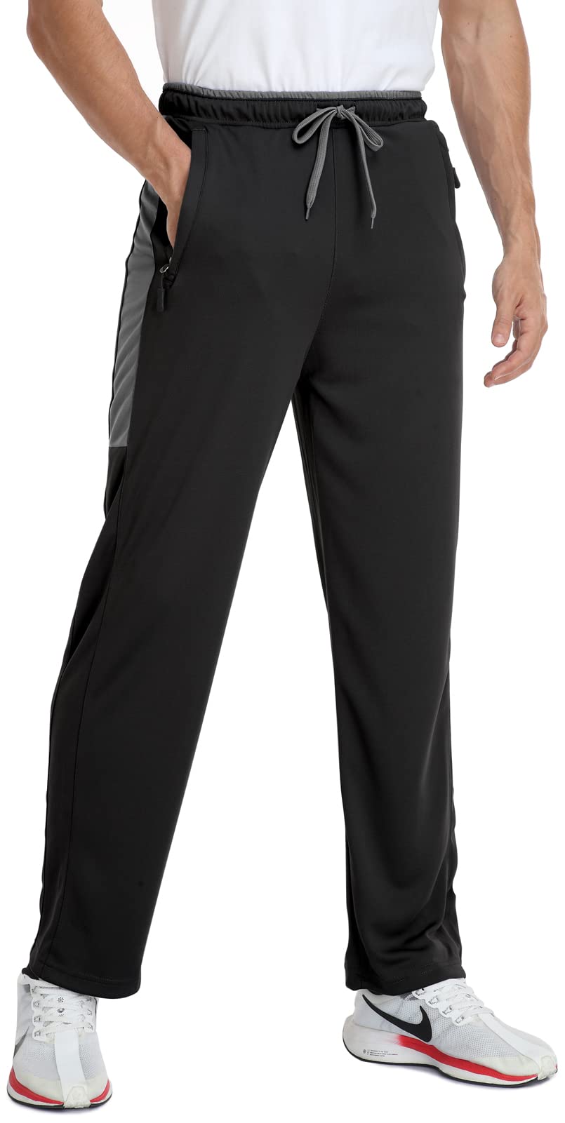 SPOSULEI Men's Summer Lightweight Pants Outdoor Breathable Athletic Workout Running Sports Sweatpants with Zipper Pockets Black