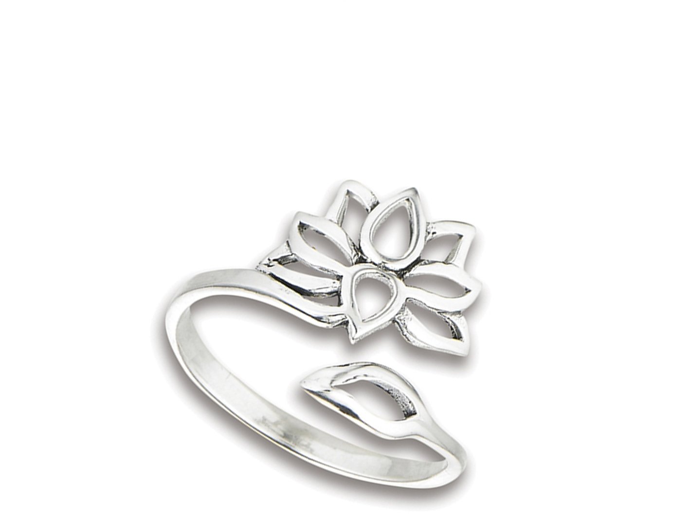 Open Adjustable Lotus Flower Thumb Ring New .925 Sterling Silver Band Size 5