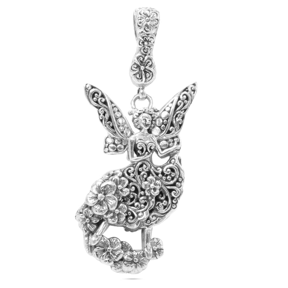 SARDA .925 Sterling Silver Frangipani & Filigree Fairy "Essentials" Pendant Enhancer