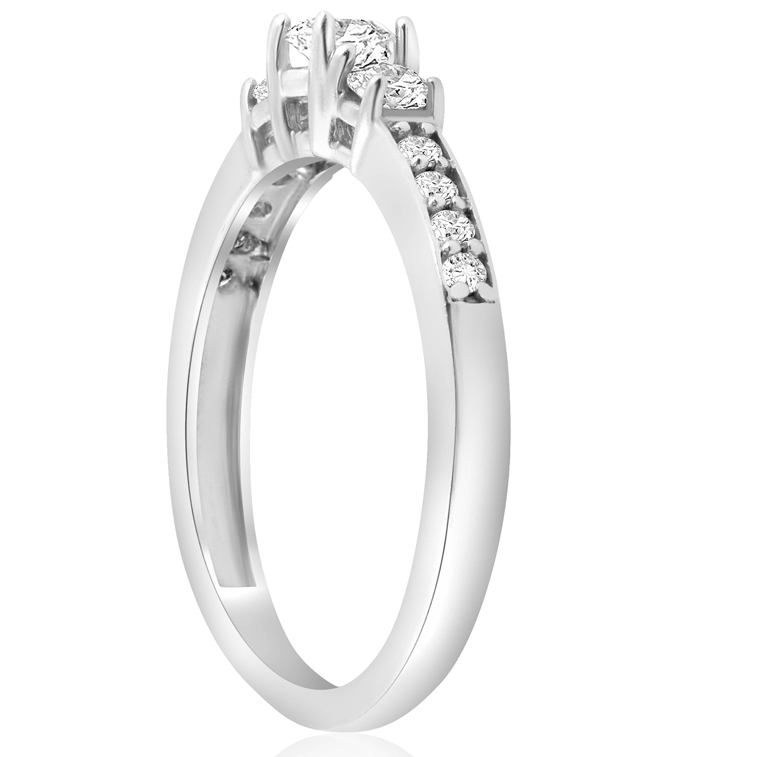 P3 POMPEII3 3/4ct Three Stone Round Diamond Engagement Ring 14K White Gold - Size 10