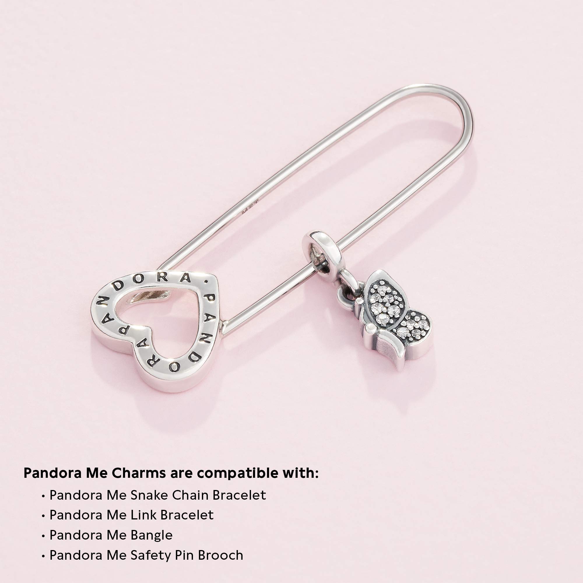 Pandora ME Jewelry Butterfly Dangle Cubic Zirconia Charm in Sterling Silver