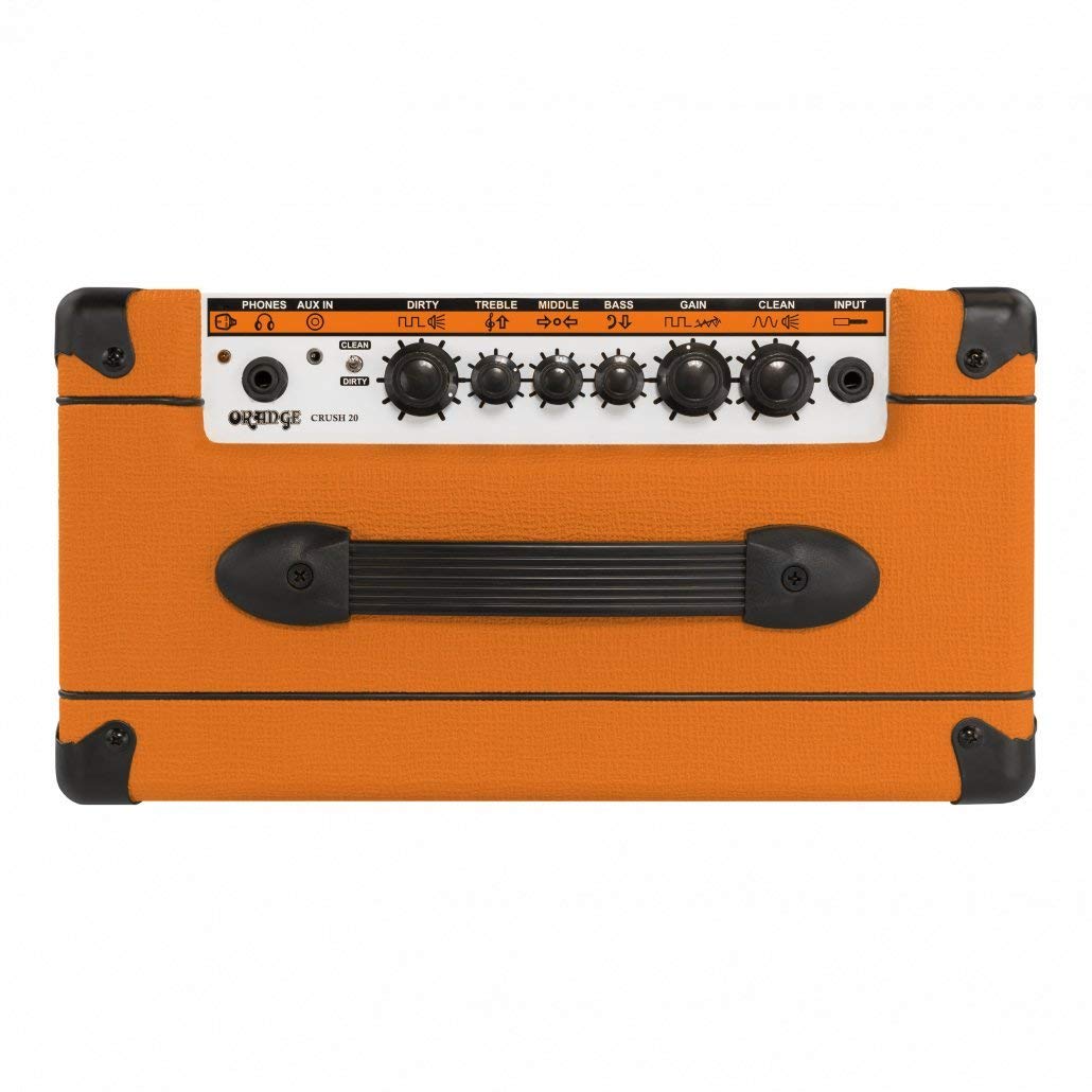 Orange Amps Crush 20 Combo Amplifier for Guitars (Orange) Bundle with Blucoil 10-FT Straight Instrument Cable (1/4in), 2-Pack of Pedal Patch Cables, and 4-Pack of Celluloid Guitar Picks