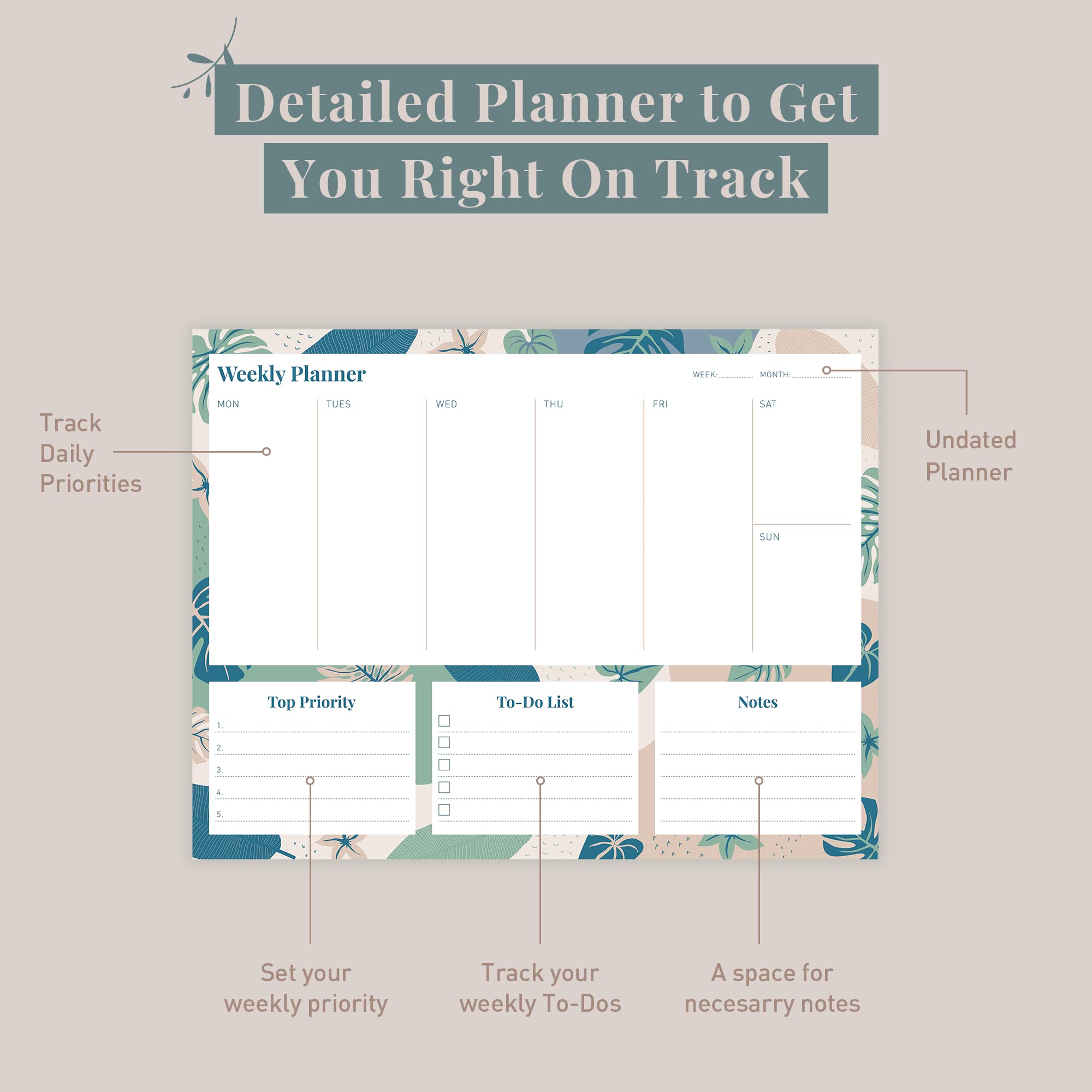 Rileys Weekly Planner Pad, Weekly Calendar Pad Tear Off, Desk Planner, Weekly To Do List Notepad, Weekly Planner Notepad, Desk Calendar, Undated Weekly Organizer, Daily To Do List Planner 11” x 8.5”