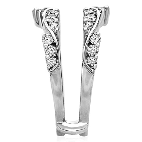 Ritzin Vintage Design Enhancer Guard 0.3Cttw Round Shape Excellent Cut Moissanite Ring In 925 Sterling Silver For Women's Engagement Wedding (7.5)