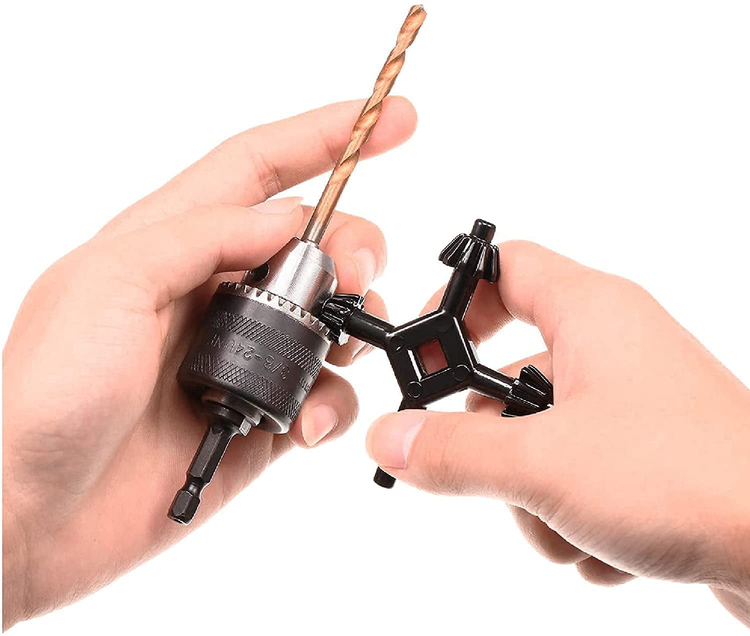 Thaekuns 2pcs 4 In 1 Drill Chuck Key Hand Drill Key Drill Chuck Wrench For Tighten Drills Chuck Universal Combination Hand 3/8 1/2 3/4 1 Inch Chuck Key(L+ S)