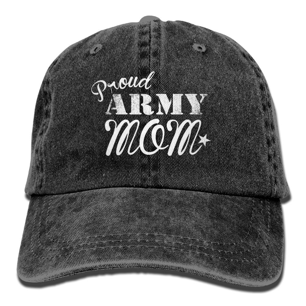 Proud Army Mom Mom Hat Baseball Cap Washed Denim Cotton Adjustable Hat Dad Hat Great Gift for Mother's Day (Grey)