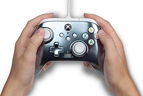PowerA Enhanced Wired Controller for Xbox Series X|S - Metallic Ice, Gamepad, Wired Video Game Controller, Gaming Controller, Xbox Series X|S, Xbox One - Xbox Series X (Renewed)