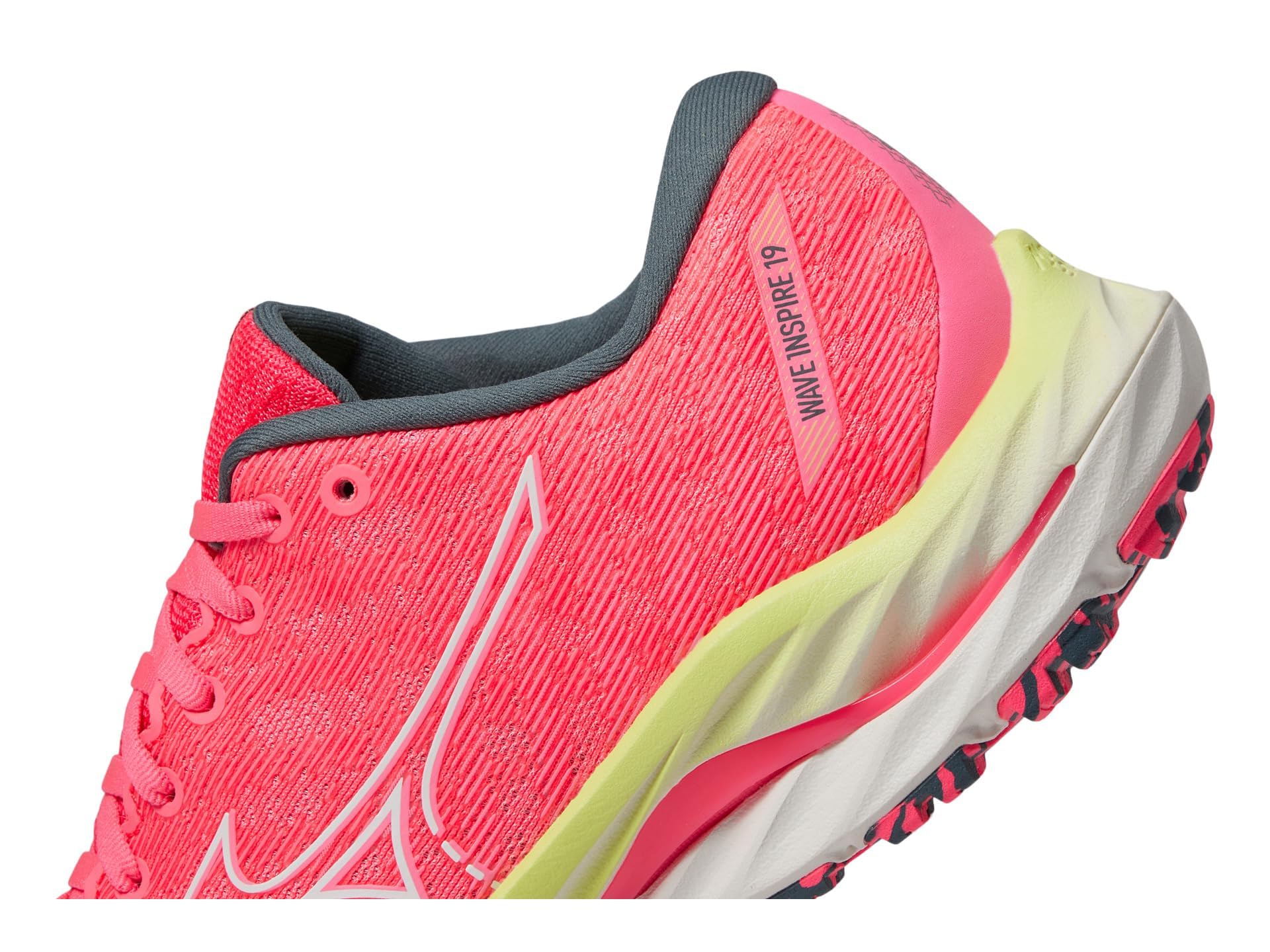 Mizuno Women's Wave Inspire 19 Running Shoe, High/Vis Pink/Snow White, 8