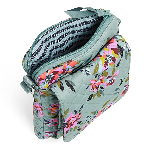 Vera Bradley Women's Cotton Mini Hipster Crossbody Purse With RFID Protection, Rosy Outlook - Recycled Cotton, One Size