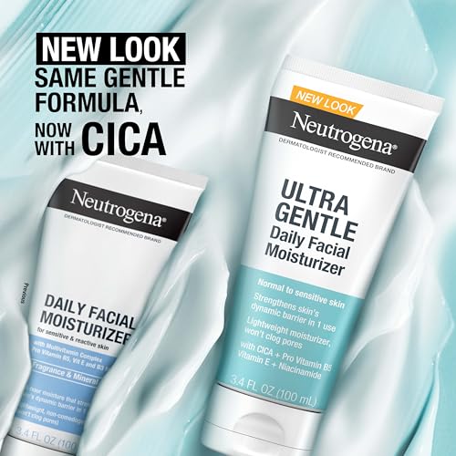 Neutrogena Fragrance Free Daily Facial Moisturizer, Face Moisturizer for Sensitive & Dry Skin with Vitamin B3, Pro-Vitamin B5 & Vitamin E, Supports Skin's Dynamic Barrier, 3.4 fl. oz