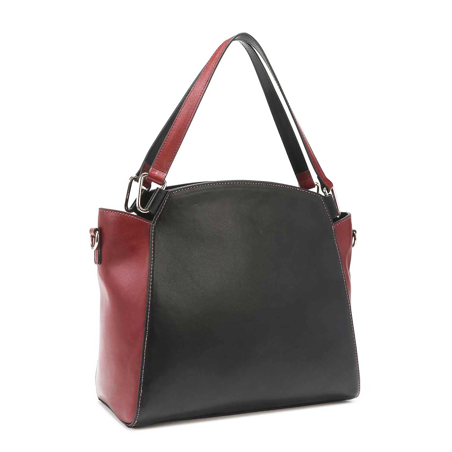 Nicole Lee Nikky Trapeze Style Handbag, Vegan Leather Shoulder Bag with Optional Crossbody Strap (TWINS)