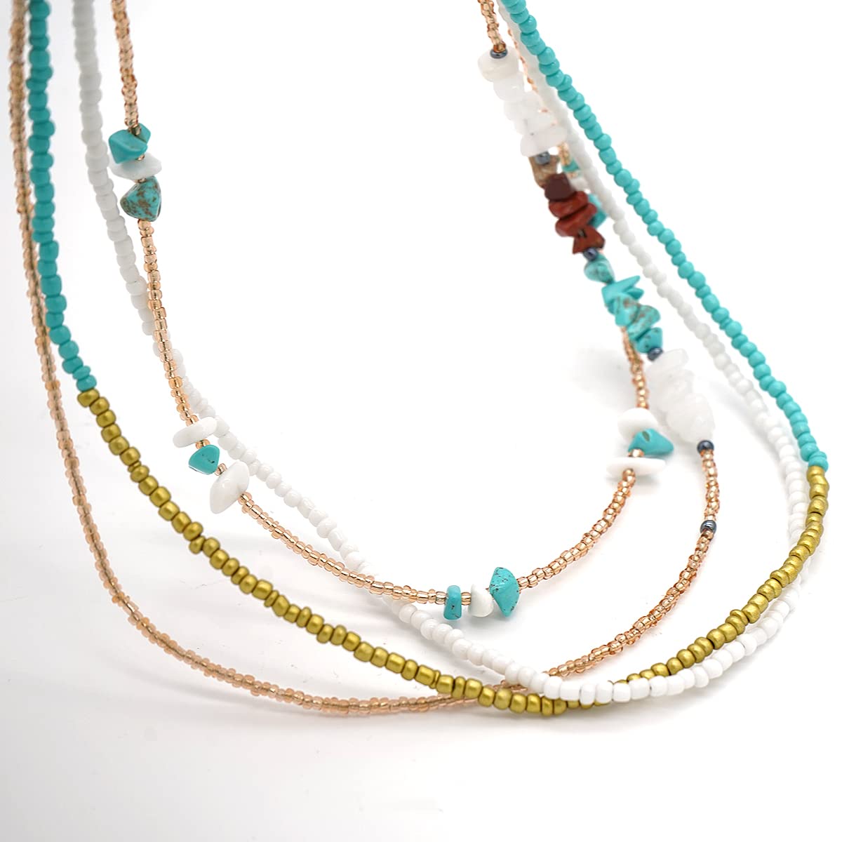 Suyi Beads Belt for Women Layered Beaded Chain Belts Boho Body Belly Chains 120CM Blue