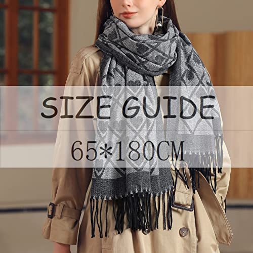 Women's Autumn and Winter Colorful Love Pattern Shawl Warm Tassel Scarf Scarfs Wrap Shawl for Women (Orange, A)