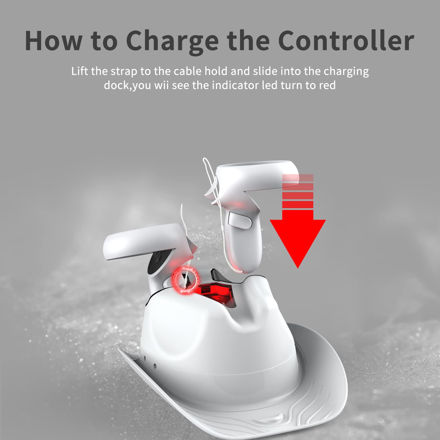 VR Charging Dock Station for Quest 2/Meta Quest 2,Concurrently Charging for Headset and Touch Controllers,Charging Stand with LED Light and 2 Rechargeable Batteries(White)