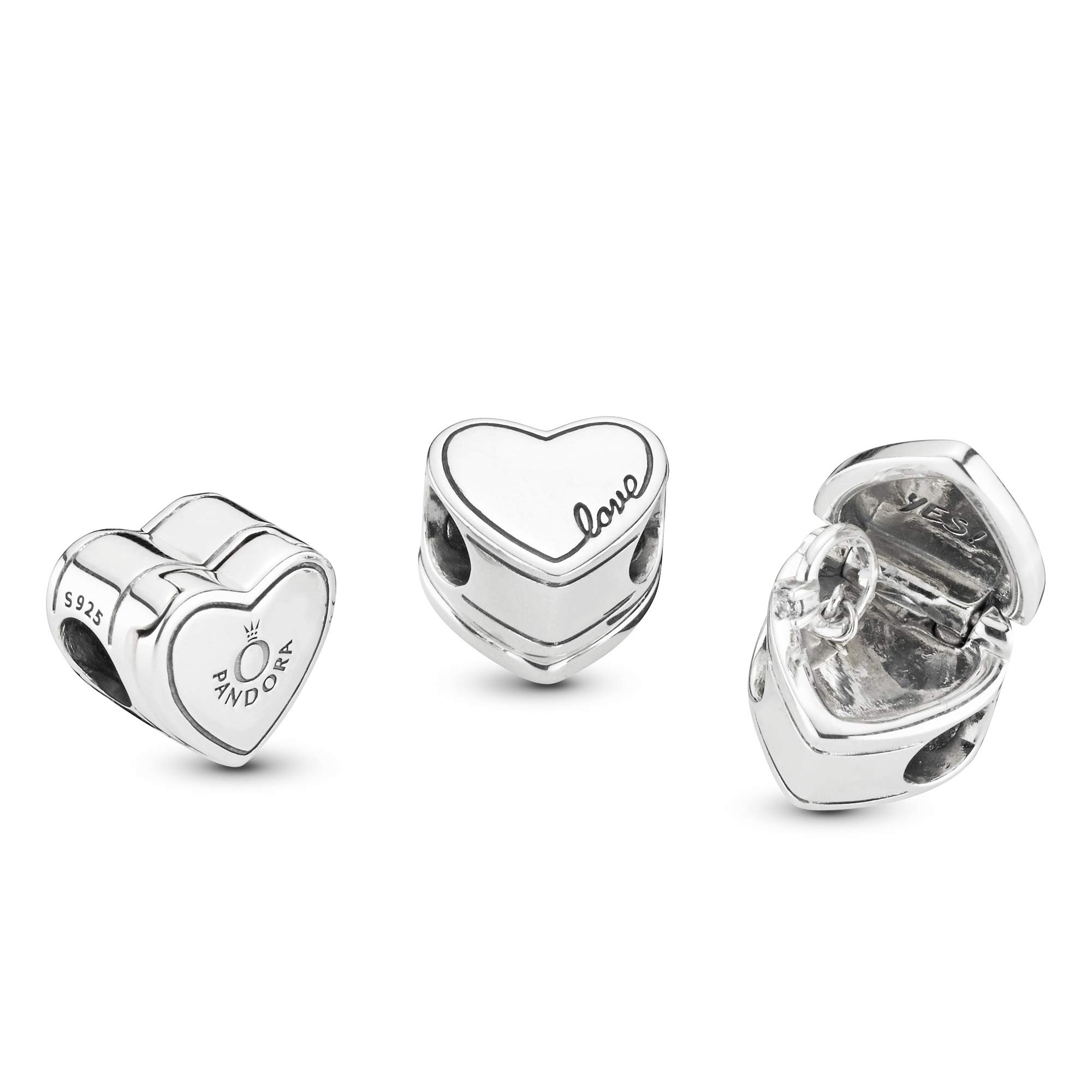 Pandora Jewelry Logo Yes Heart Cubic Zirconia Charm in Sterling Silver