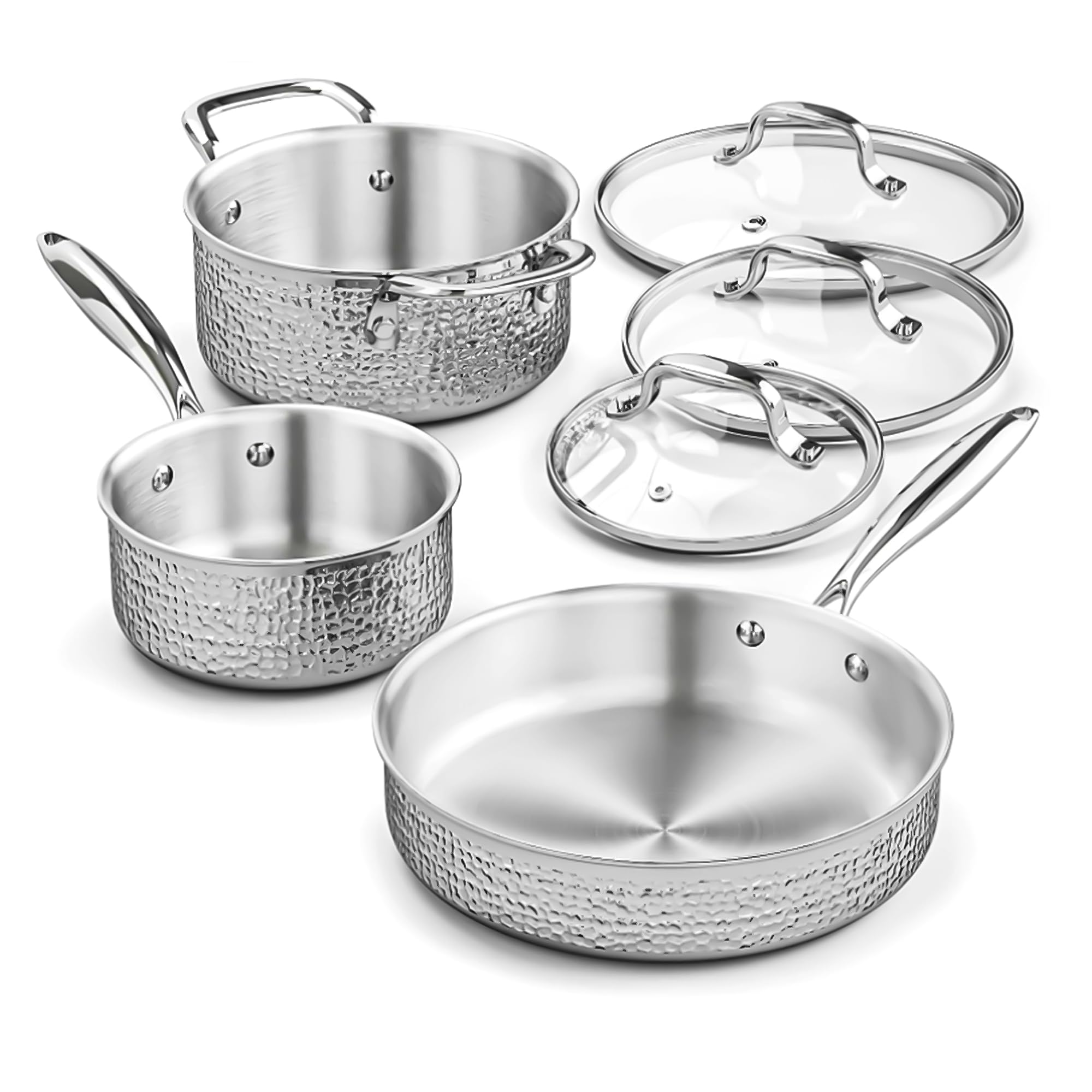 Nonstick Pots and Pans Set, Brown Granite Induction Cookware Set with Stay-Cool Handles, Non Stick Cooking Pot and Pan Set Compatible with All Cooktops, Dishwasher Safe, PFOS, PFOA Free