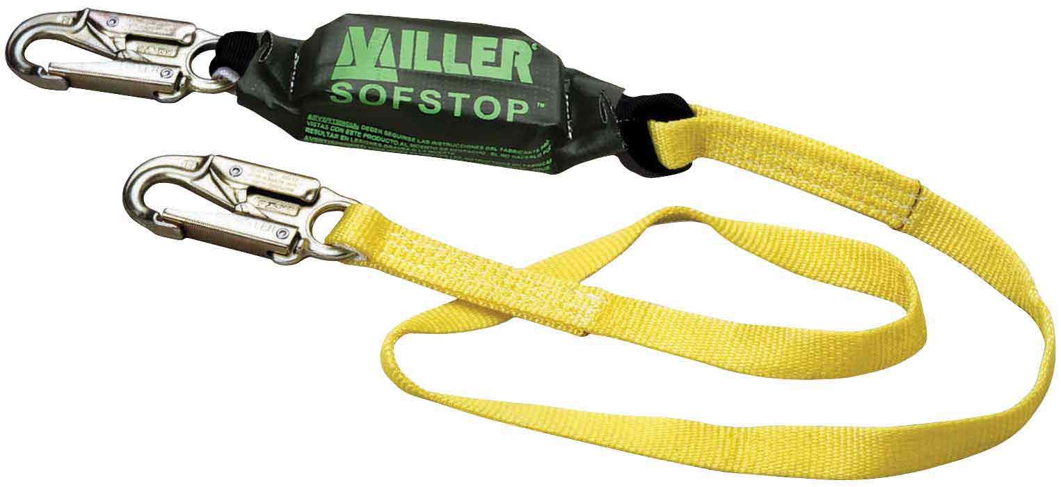 Miller by Honeywell 913WLS/3FTYL Web Lanyard with SofStop Shock Absorber, 3-Feet, Yellow
