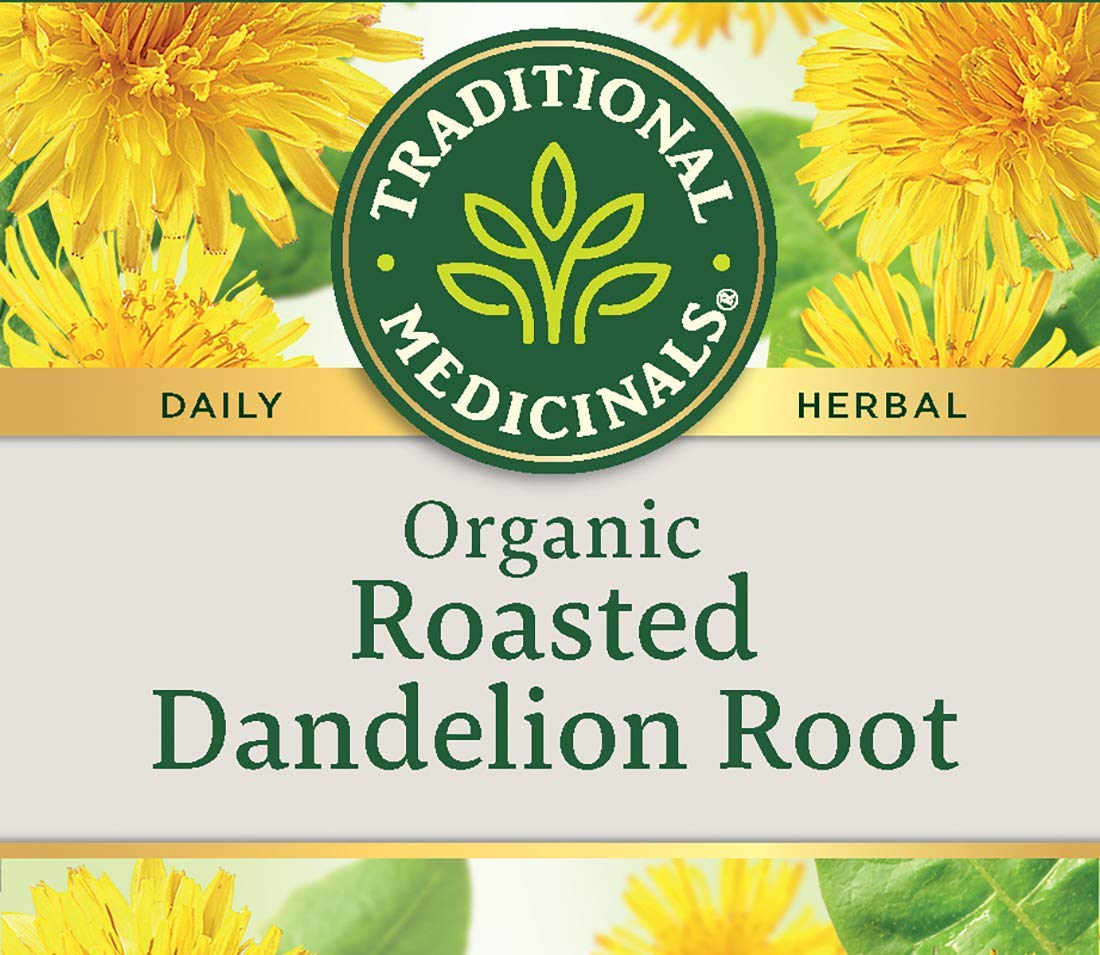 Traditional Medicinals Organic Roasted Dandelion Root Herbal Tea, Supports Healthy Digestion, (Pack of 1) - 16 Tea Bags