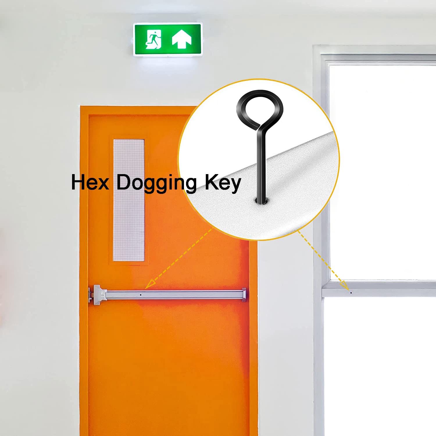 WOODGUILIN 1/8” Standard Hex Dogging Key with Full Loop, Key-Ring Style Dogging Key Set 1/8 Allen Wrench Key for Push Bar Door Panic Bars, Security Door Exit Devices,Solid Metal(10 Pack,1/8 black)