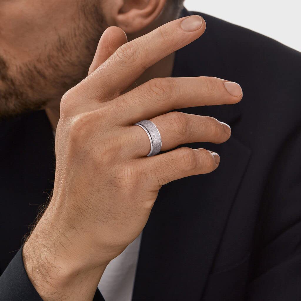 Supcare Anxiety Ring for Women Sand Blasted Finished Thumb Ring Rotatable Wedding Band Ring Silver Stainless Steel Worry Ring