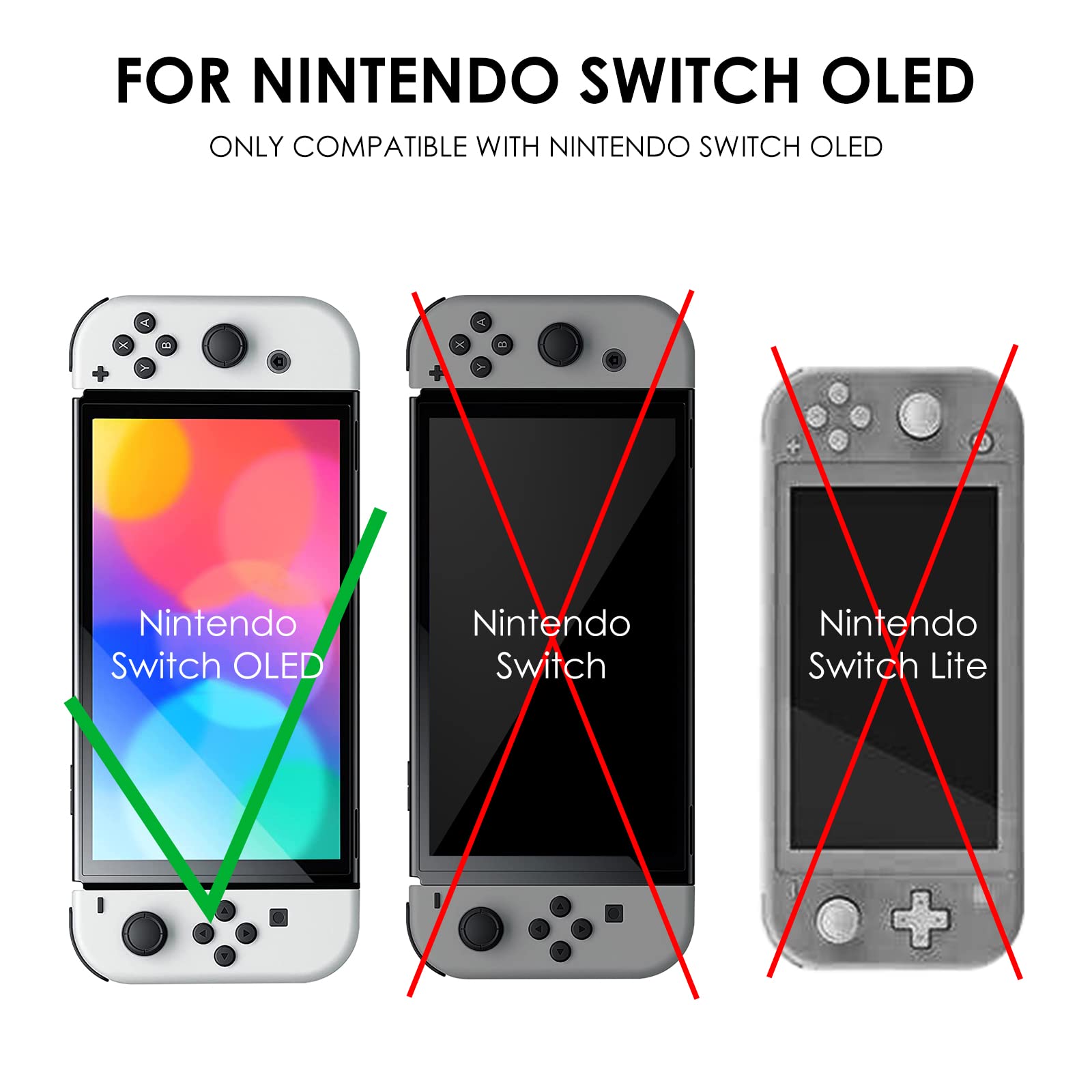 Sibese Tempered Glass Screen Protector Unique Design for Switch OLED Model 2021, HD Clear Screen Protector with PC Frame, Full Cover, Anti-Scratch, Bubble Free (Black)