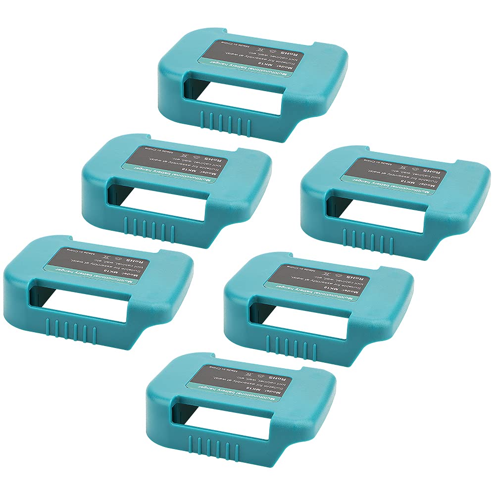 TENMOER 6 Pack Battery Storage Rack Battery Holder Case Compatible with Makita/Bosch 18V Battery Wall Mount