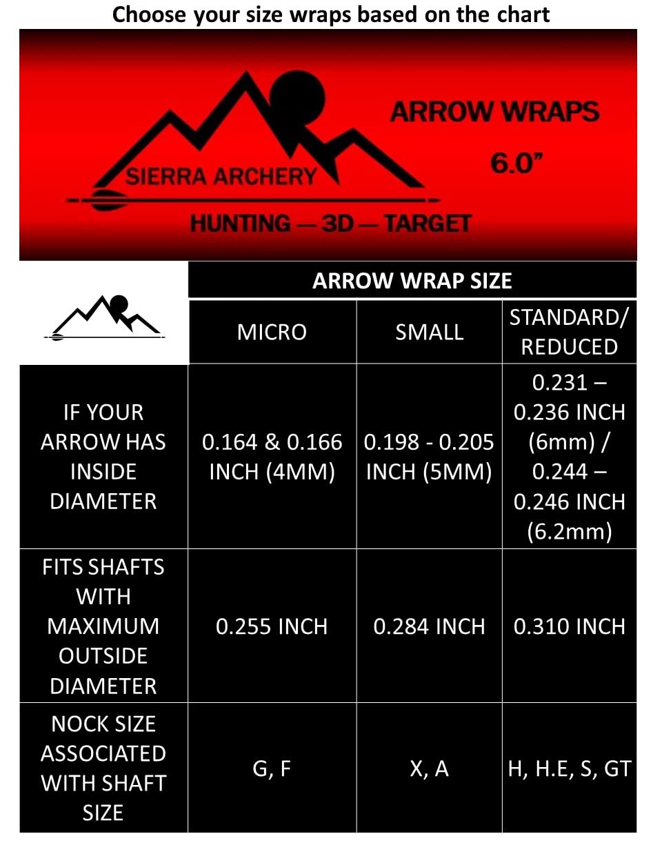 Sierra Archery β Reflective Arrow Wraps for Carbon & Aluminum Archery Shafts | Fits 4mm ID, 5mm ID, or 6-6.2mm ID Shafts | 6" - Cut to Desired Length | 15 Count (Small - 0.204/5mm Shafts)