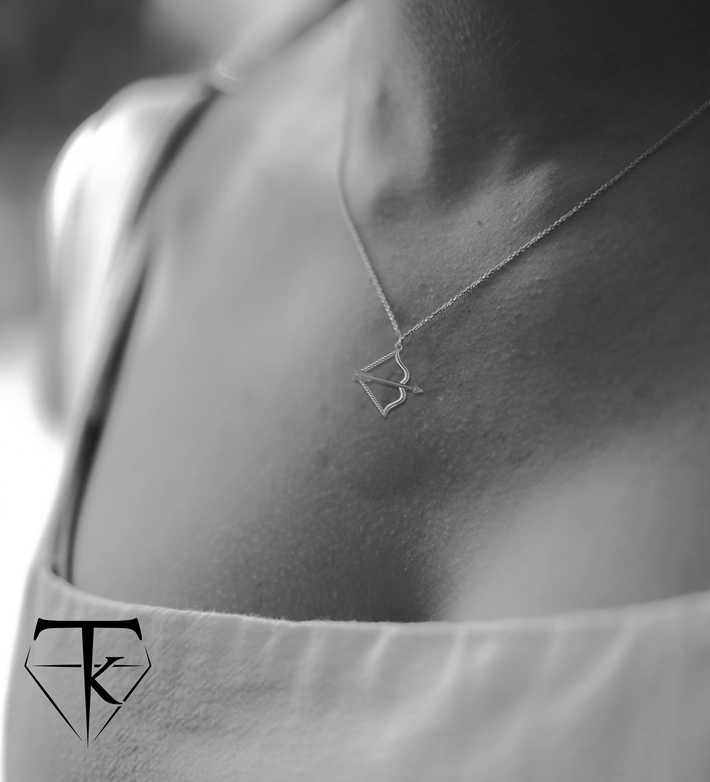 Takar Solid Sterling Silver Bow And Arrow Necklace For Men And Women Sterling Silver Jewelry Pendant Made In USA