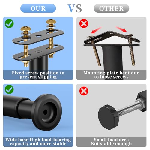 O.HSNYIU Upgrade Adjustable Bed Support Legs 10"-16", Bed Frame Support Legs, Bed Legs Set of 4, Metal Bed Frame or Wooden Bed Center Slat Support Leg, Heavy Bed Replacement Legs (4, 10"-16")