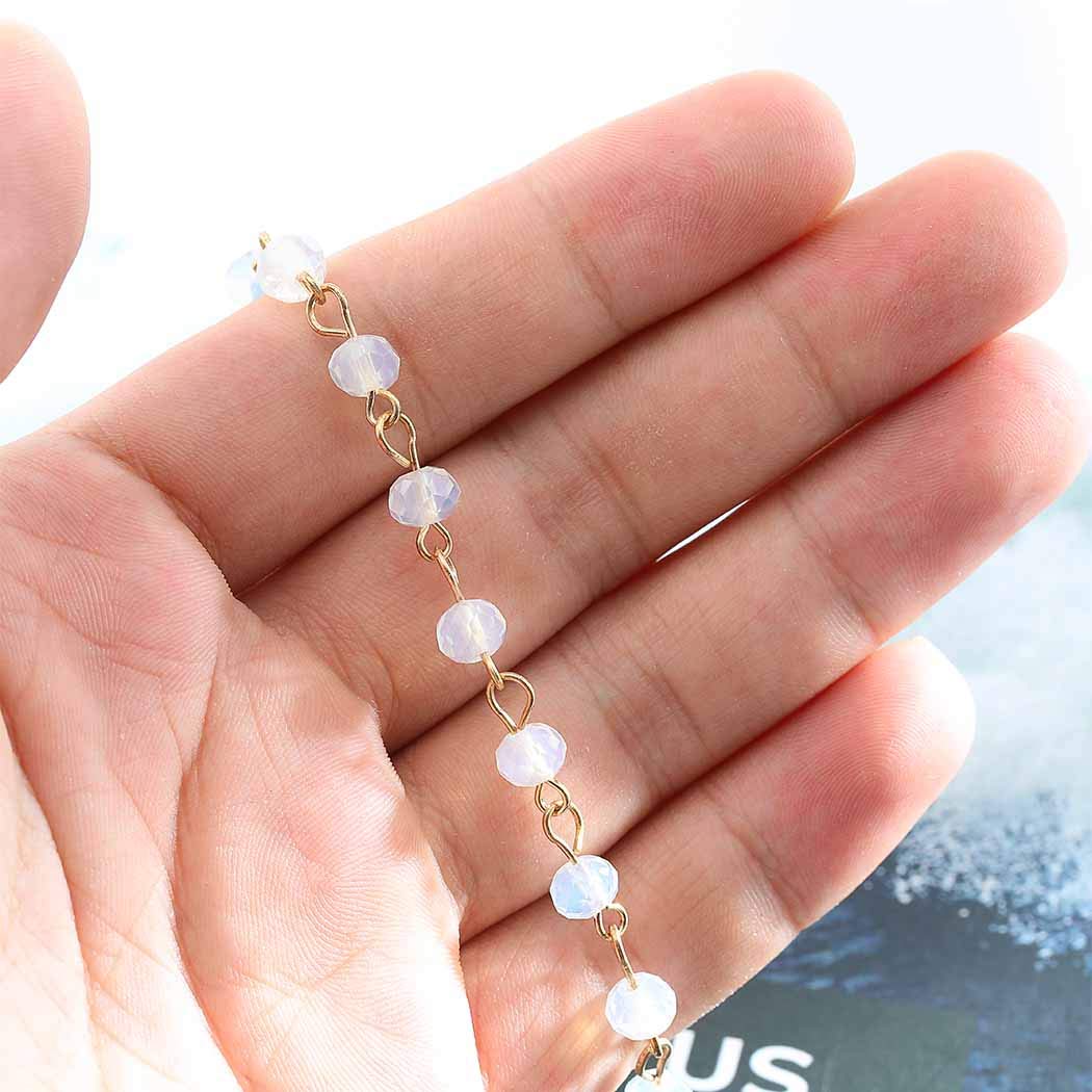 Olbye Tiny Rainbow Moonstone Necklace Choker Minimalist Gold Necklace for Women Necklace Everyday Jewelry
